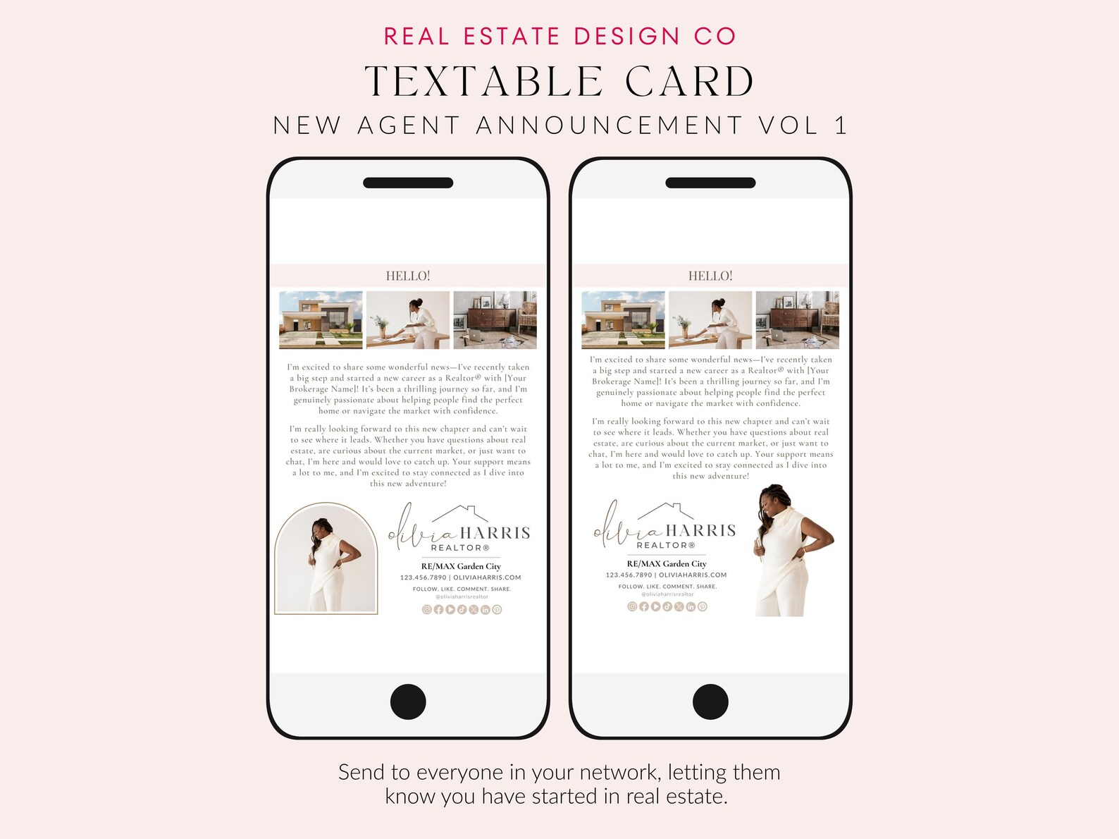 Real Estate New Agent Announcement Text Message Template | Canva ...