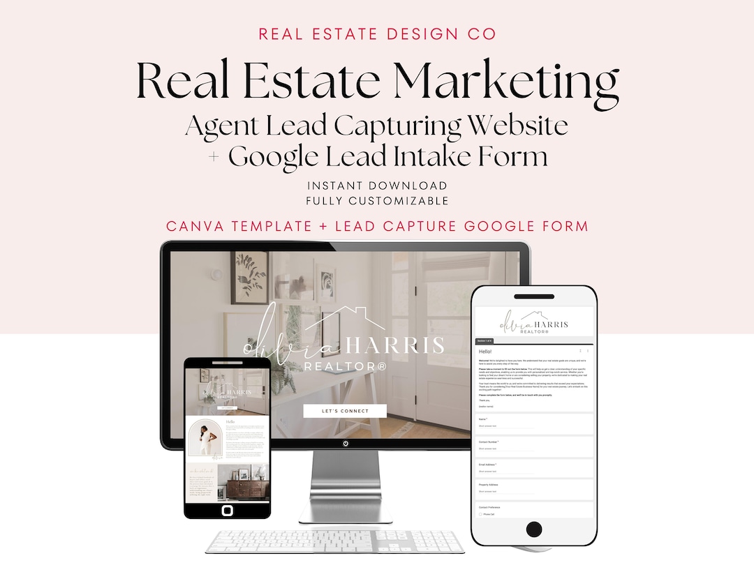 Real Estate Agent Lead Capture Website, Canva Website Template, Google ...