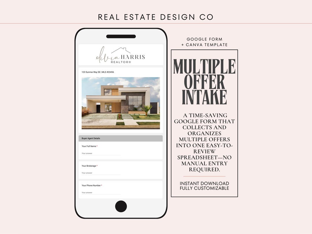 Real Estate Multiple Offer Google Form Template With Canva Template ...