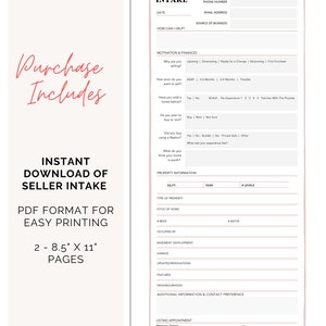Buyer and Seller Intake Questionnaire Real Estate Google - Etsy