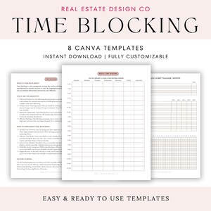 Real Estate Agent Time Blocking Planner Canva Template, Daily Weekly ...