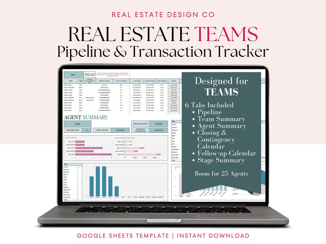 Real Estate Team Pipeline Google Sheets Template Business Tracker ...