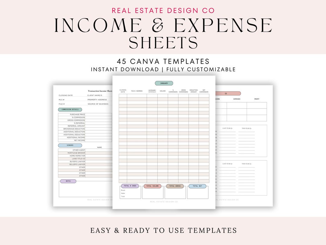 Real Estate Income & Expense Tracker Printable Canva Templates to Keep ...