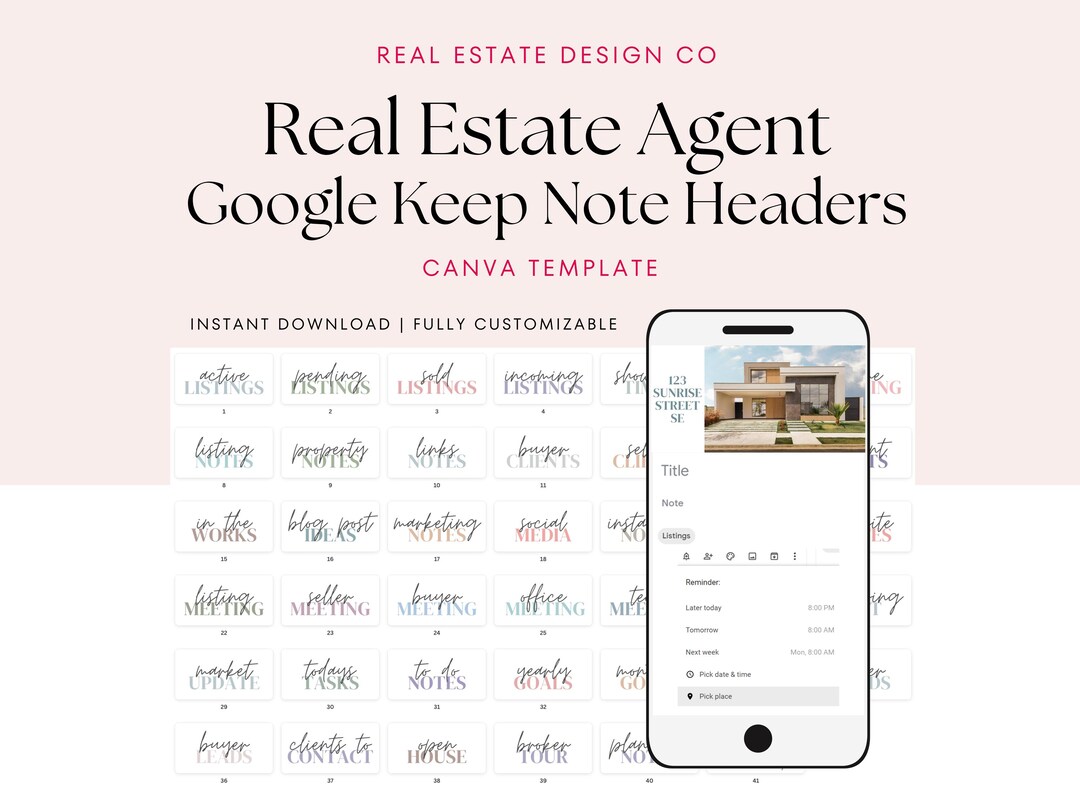 Google Keep Note Headers Real Estate Canva Templates, Tools to Organize ...