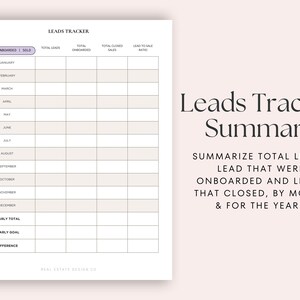 Real Estate Leads Tracker Canva Template, Track Individual Leads, Track ...