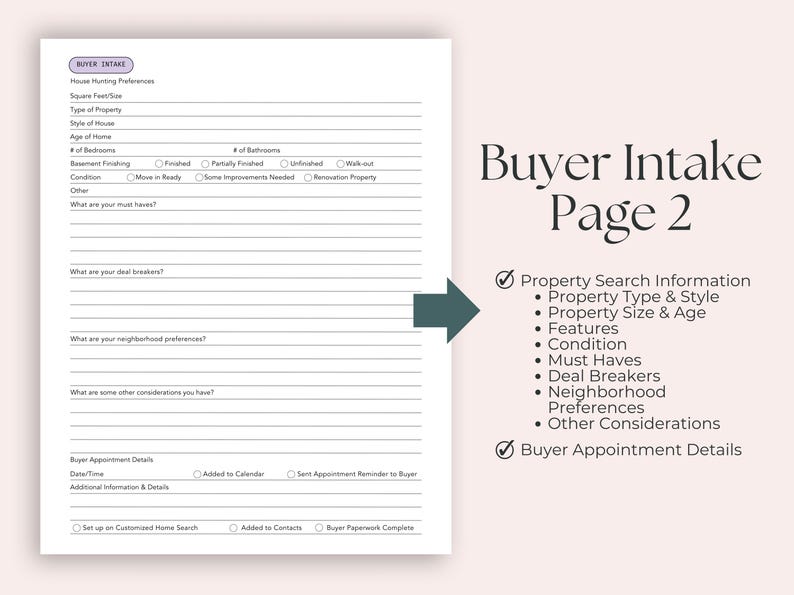 Real Estate Buyer and Seller Intake Forms, Canva Template, Client ...