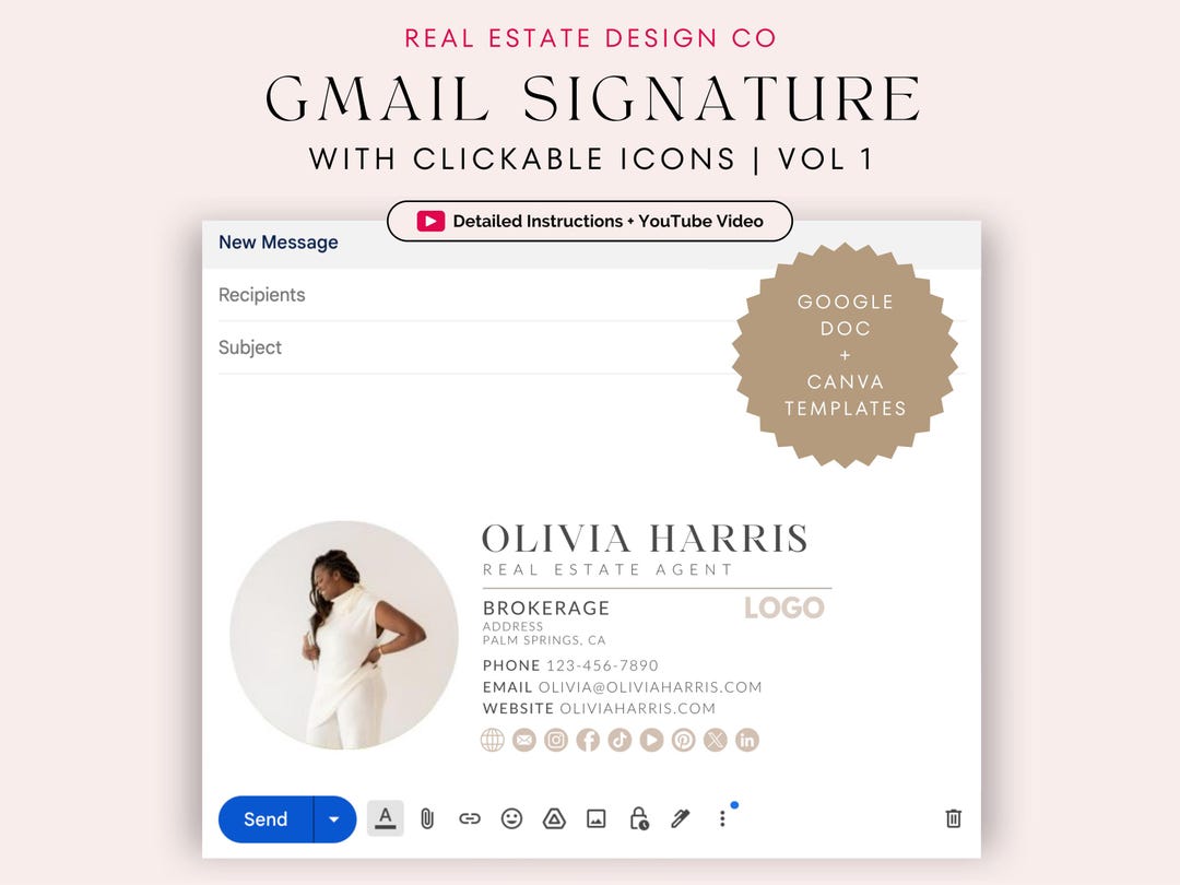 Real Estate Agent Email Signature With Clickable Icons, Link Website ...