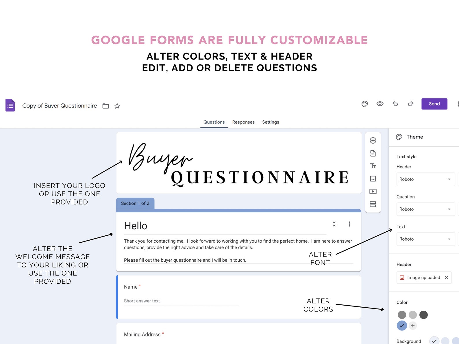 Buyer and Seller Intake Questionnaire Real Estate Google Form - Etsy
