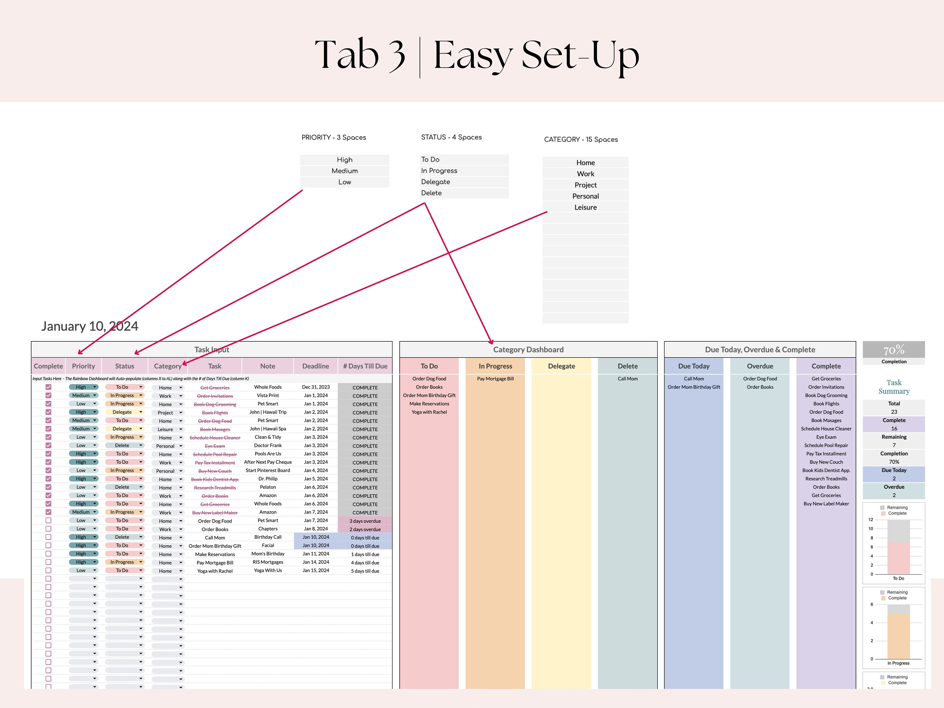 To-do List Task Tracker With Monthly Dynamic Calendar and Habit Tracker ...