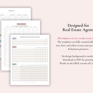 Real Estate Agent Time Blocking Planner Canva Template, Daily Weekly ...