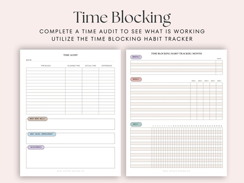 Real Estate Agent Time Blocking Planner Canva Template, Weekly Schedule ...