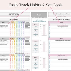 To-do List Task Tracker With Monthly Dynamic Calendar and Habit Tracker ...