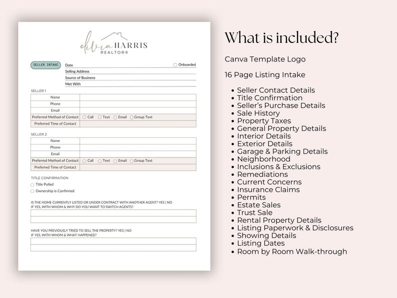 Real Estate Listing Presentation Property Intake, Listing Appointment ...