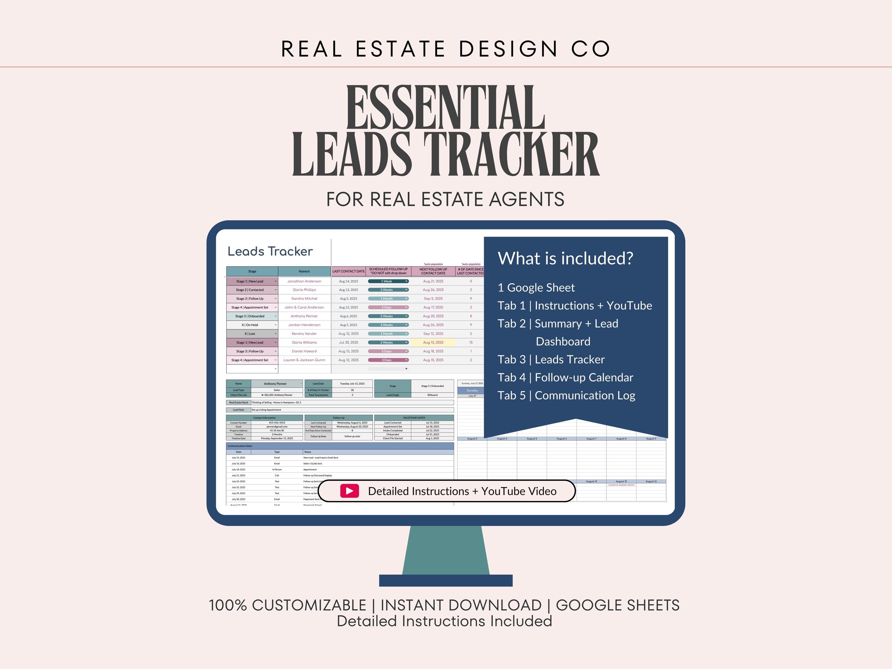 Real Estate Lead Tracker: Google Sheets, Pipeline, Dashboard ...