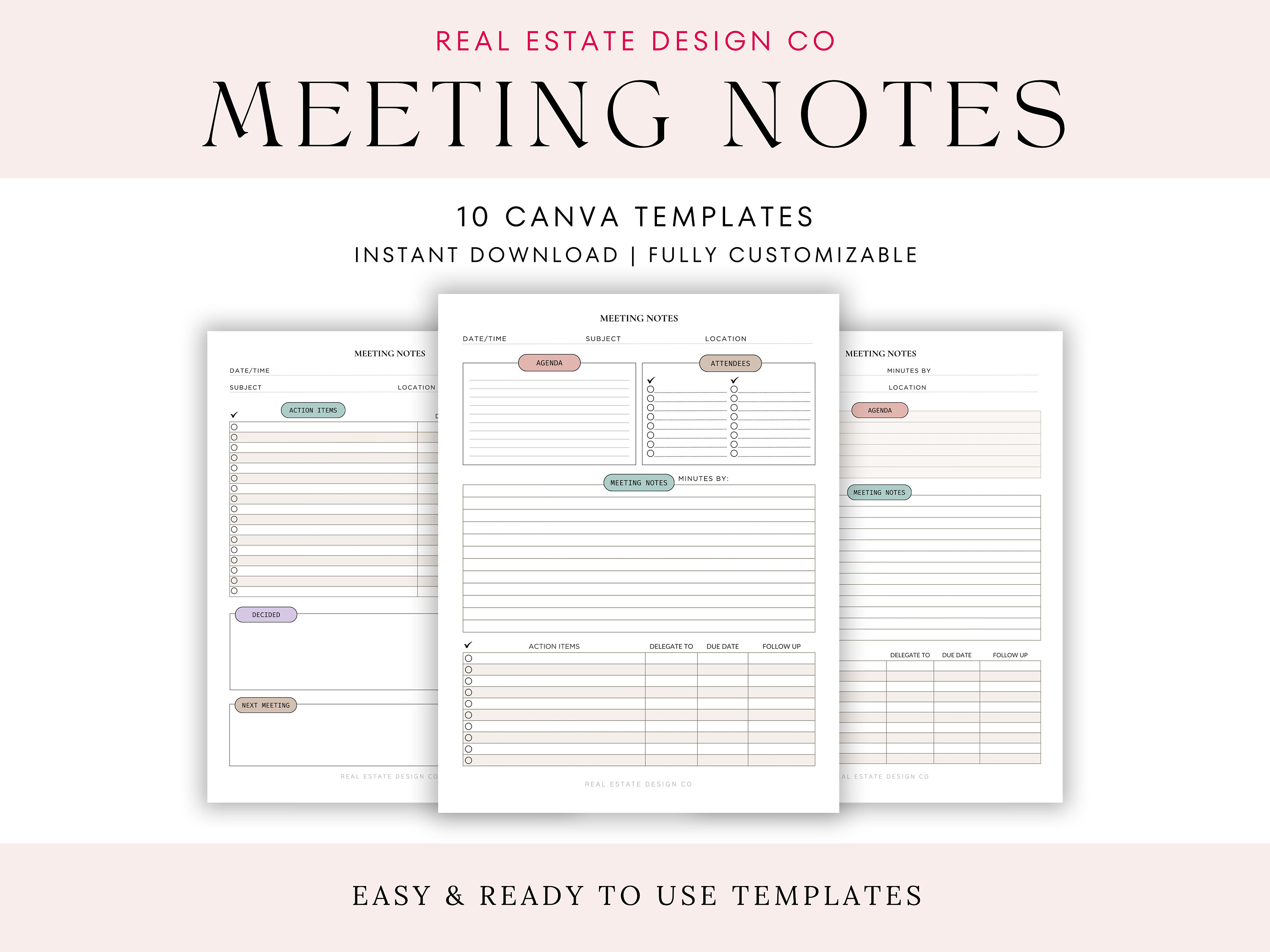 Meeting Notes Canva Template, Meeting Minutes Template, Editable ...