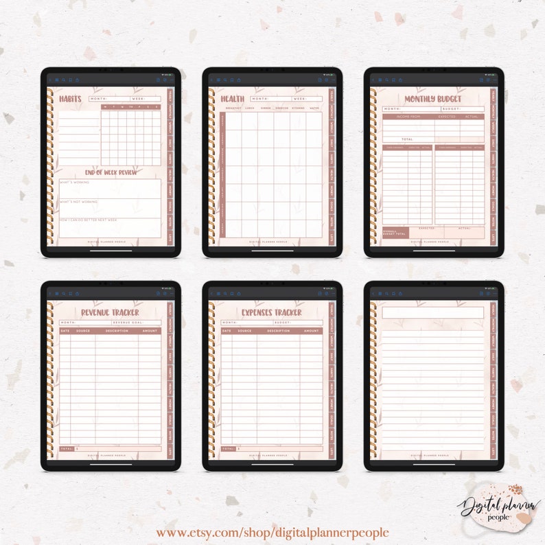 Boho Digital Planner Undated Monthly, Weekly, Daily Planner With Habit ...