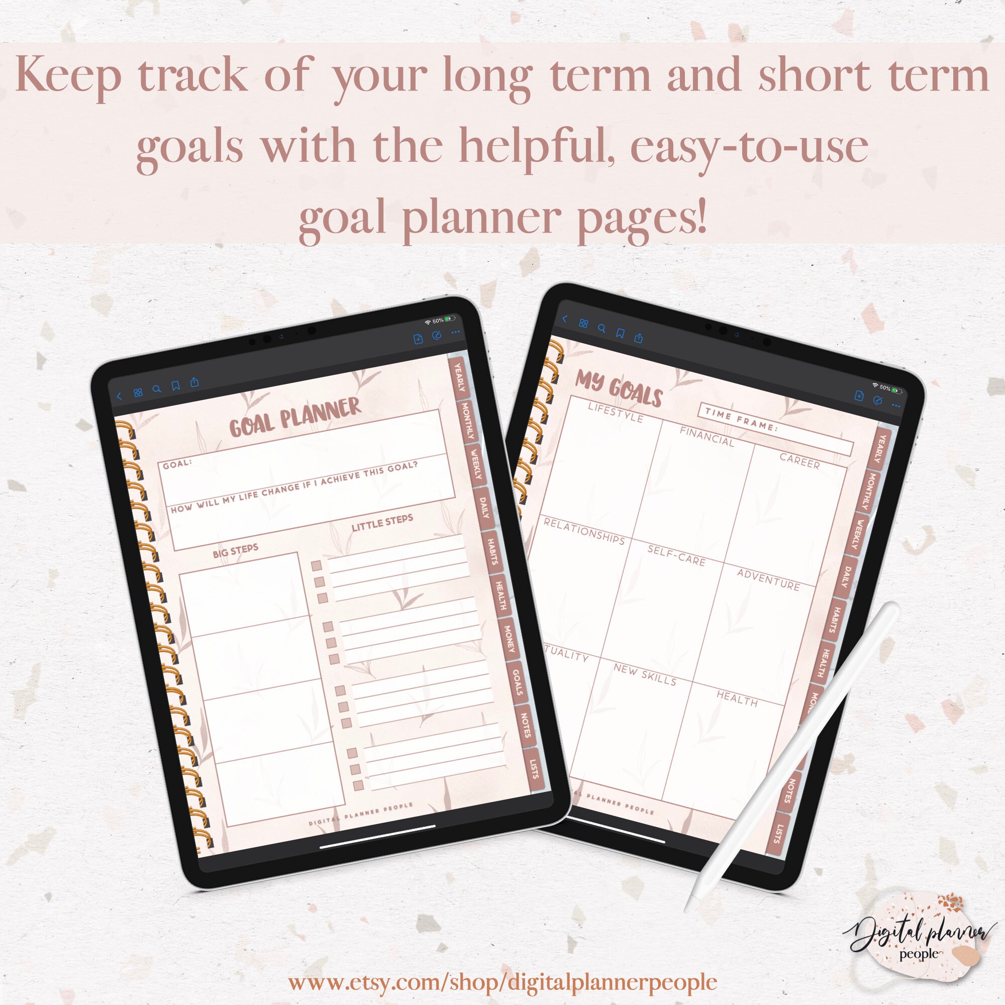 Boho Digital Planner Undated Monthly, Weekly, Daily Planner With Habit ...