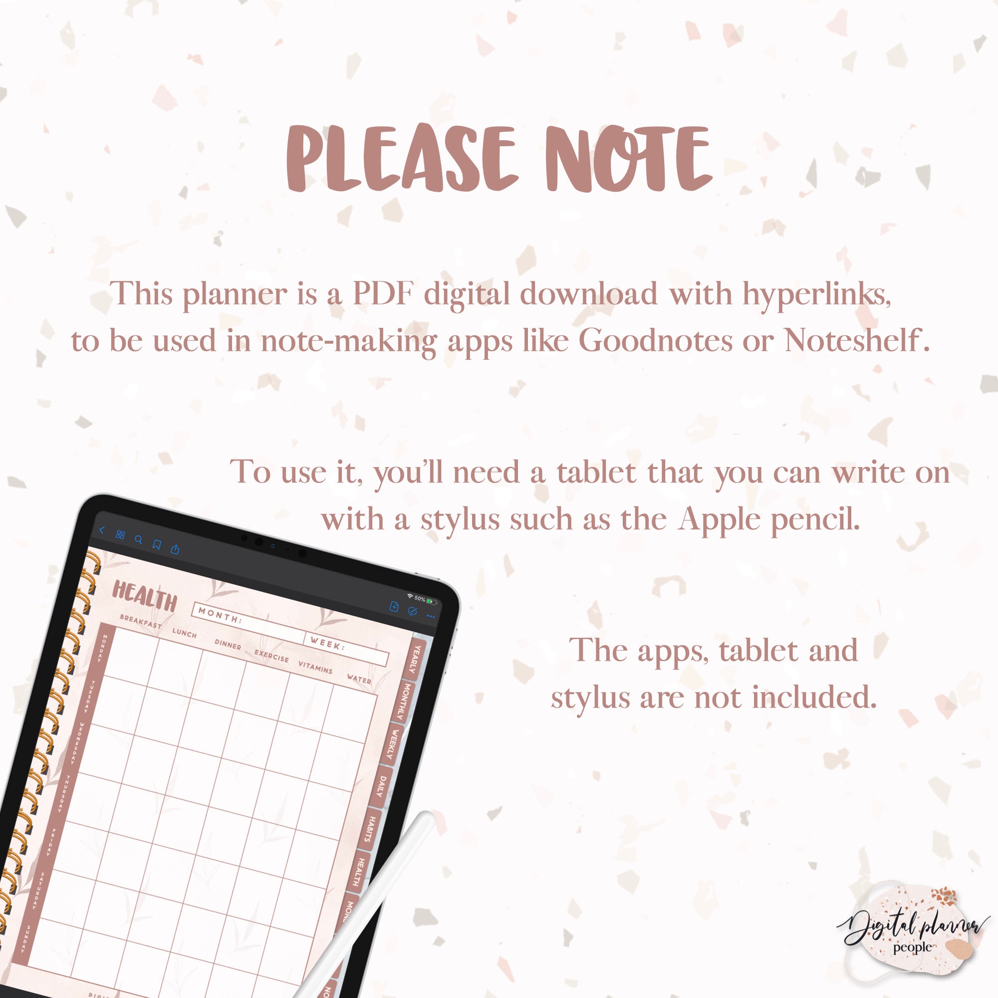 Boho Digital Planner Undated Monthly, Weekly, Daily Planner With Habit ...