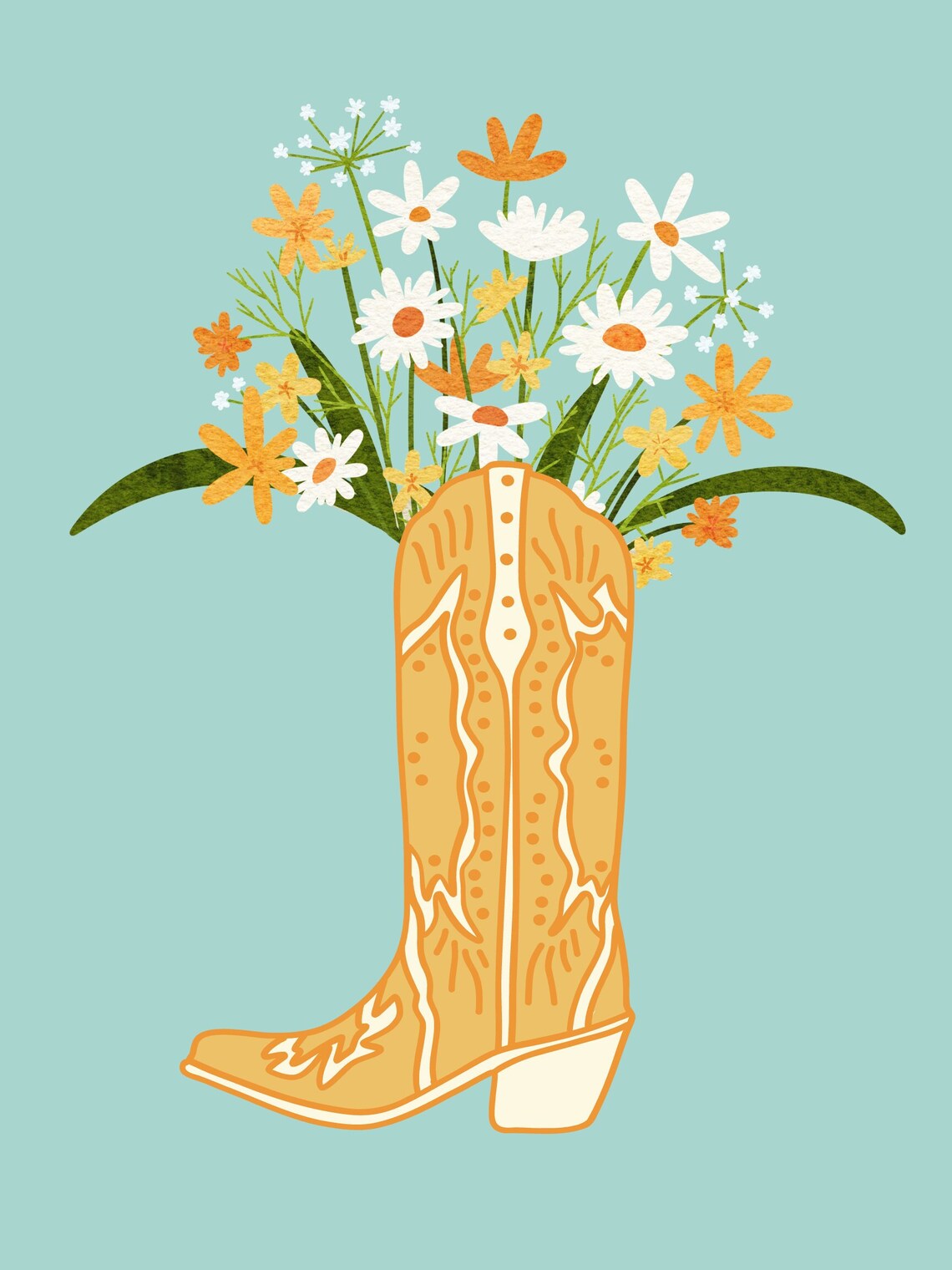 Coastal Cowgirl Boot Vase Poster - Etsy