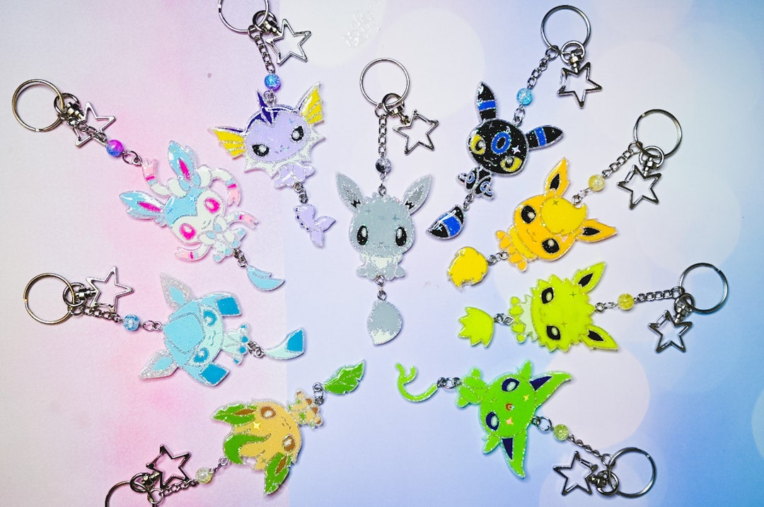 Shiny Eeveelution Keychains, Kawaii Eeveelutions, Eevee, Umbreon ...