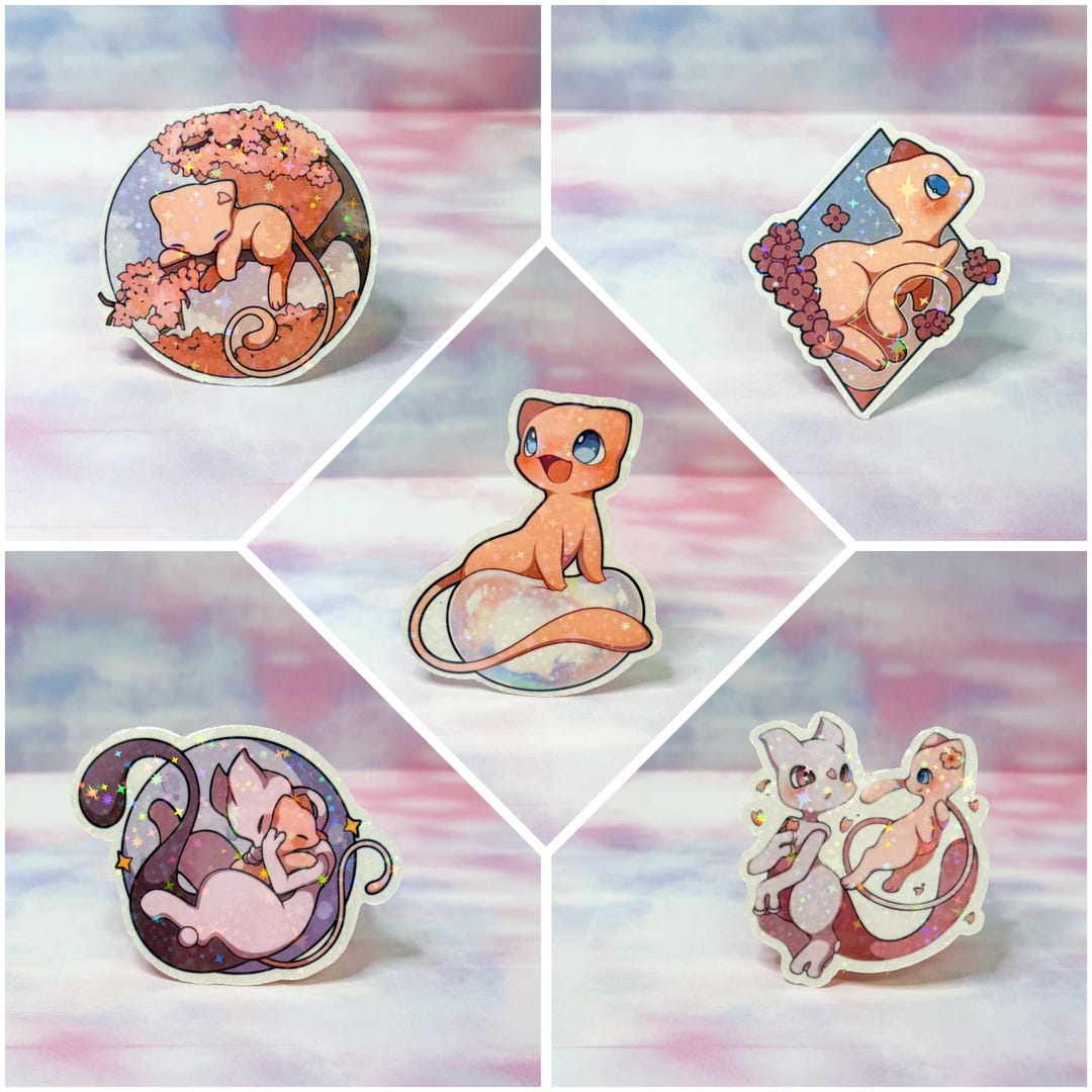 Kawaii Mew and Mewtwo Stickers, Kawaii Mew Stickers, Kawaii Pokemon ...
