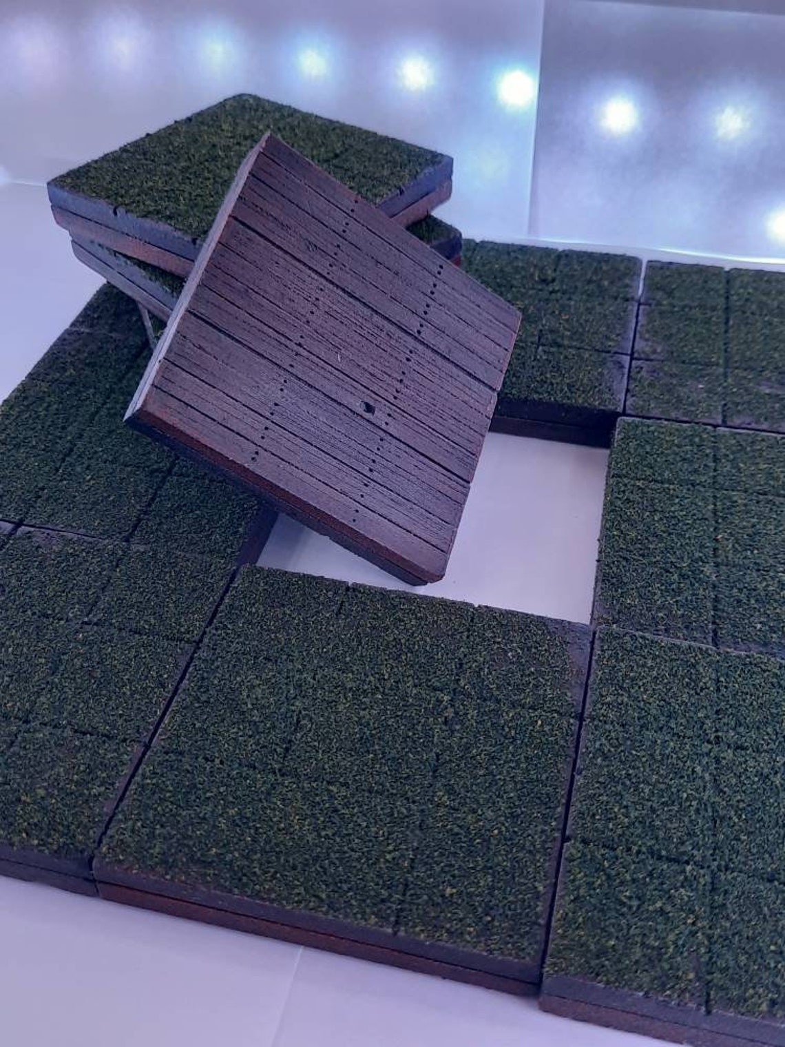 Reversible Modular Tabletop Tiles Wood and Grass | Etsy