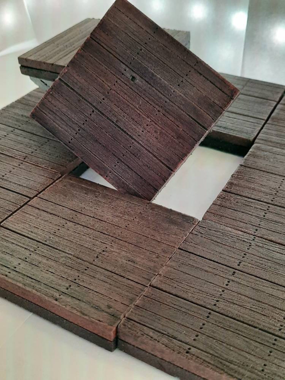 Reversible Modular Tabletop Tiles Wood and Grass | Etsy