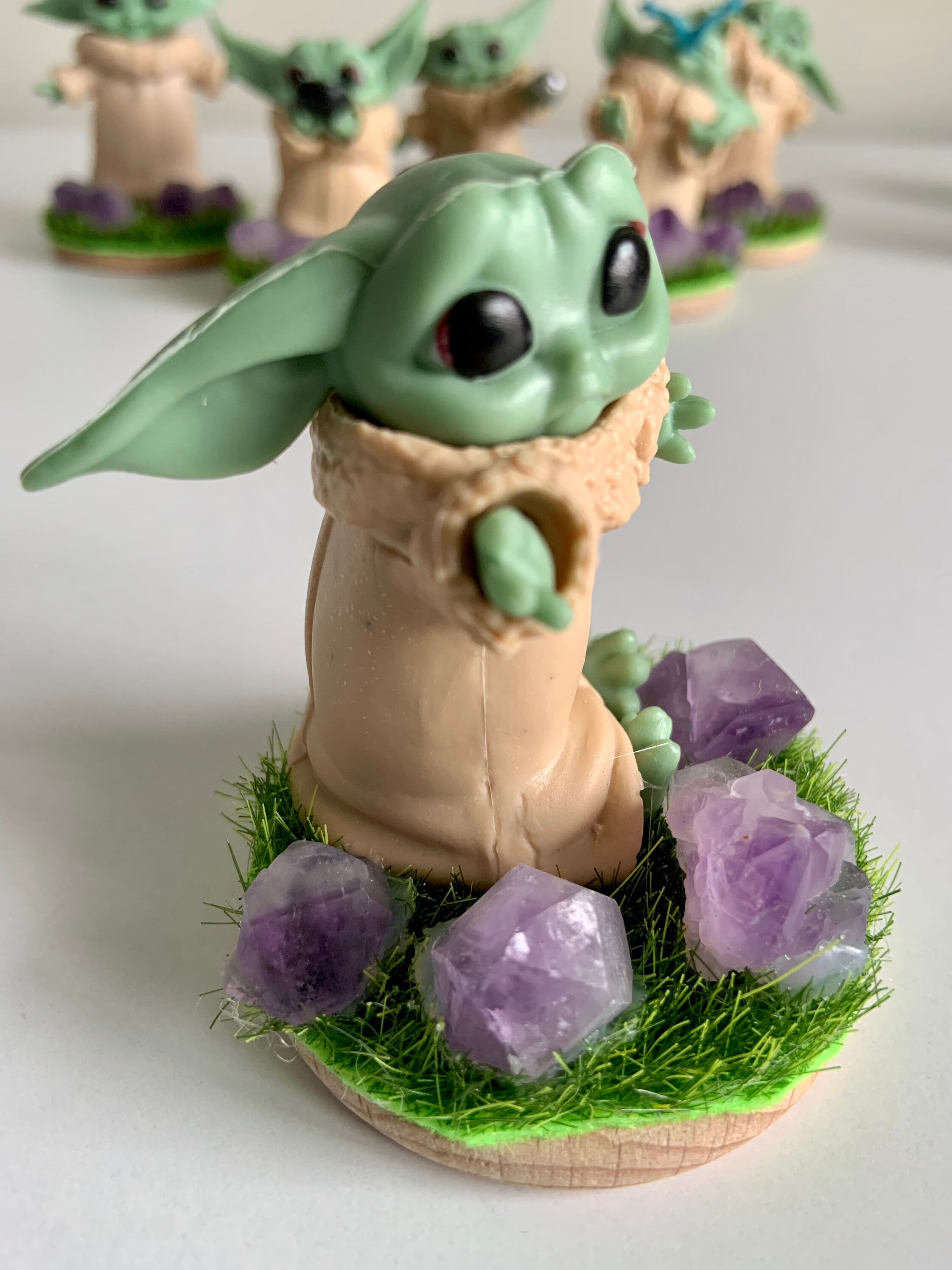 BABY YODA Grogu Figurine Sad Face / With Amethyst / - Etsy