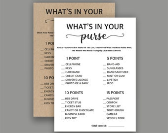 What's in Your Purse Baby Shower Game Purse Game Printable - Etsy