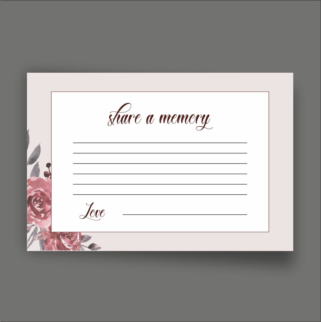 Digital Share a Memory Card Printable Memorial Card Wedding - Etsy