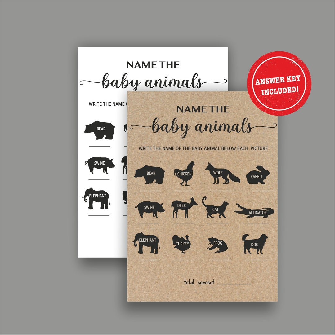 Digital Baby Shower Baby Animals Game, Printable Guess Baby Animals ...