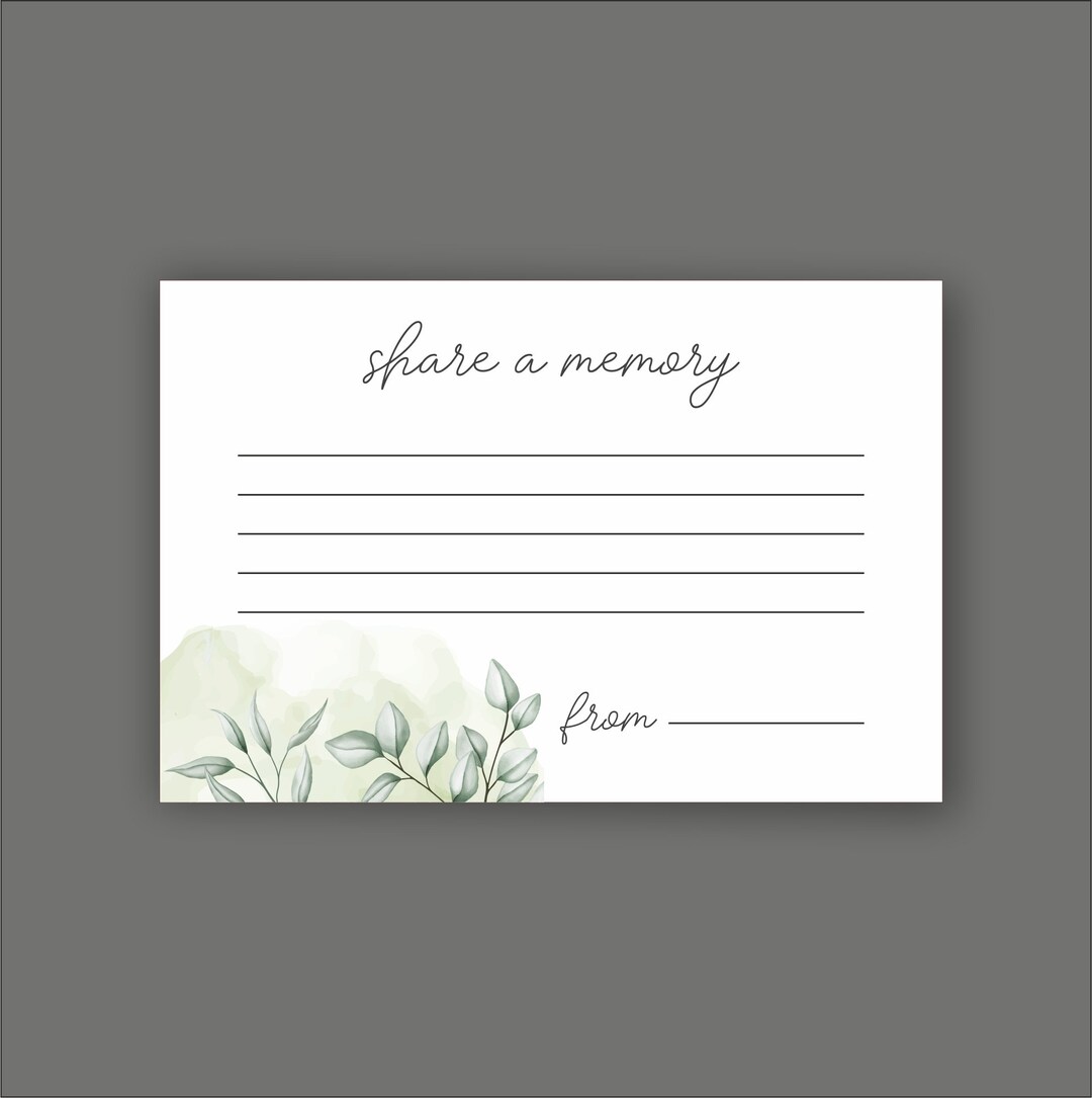 Digital Share a Memory Card, Printable Memorial Card, Wedding ...