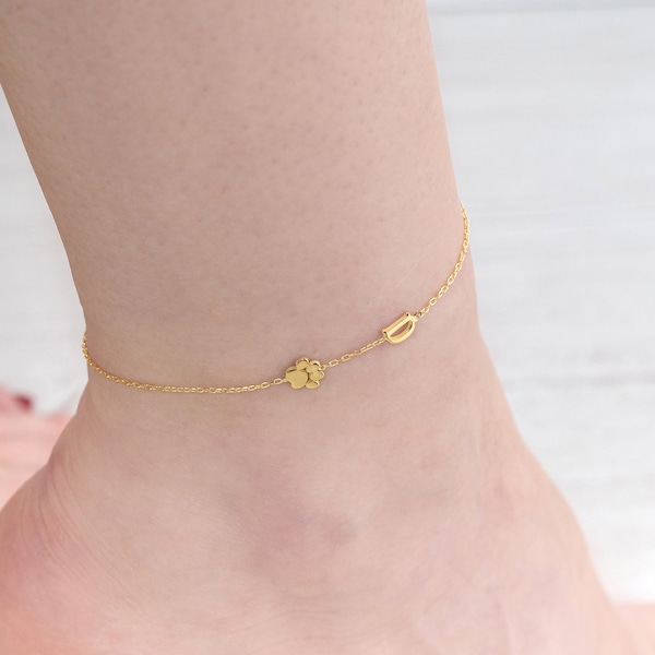 Paw Print Anklet - Etsy