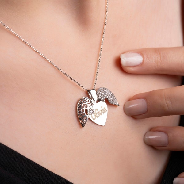 Engraved Heart Necklace - Etsy