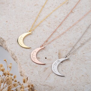 Gold Crescent Moon Necklace, Personalized Name Necklace, Custom ...