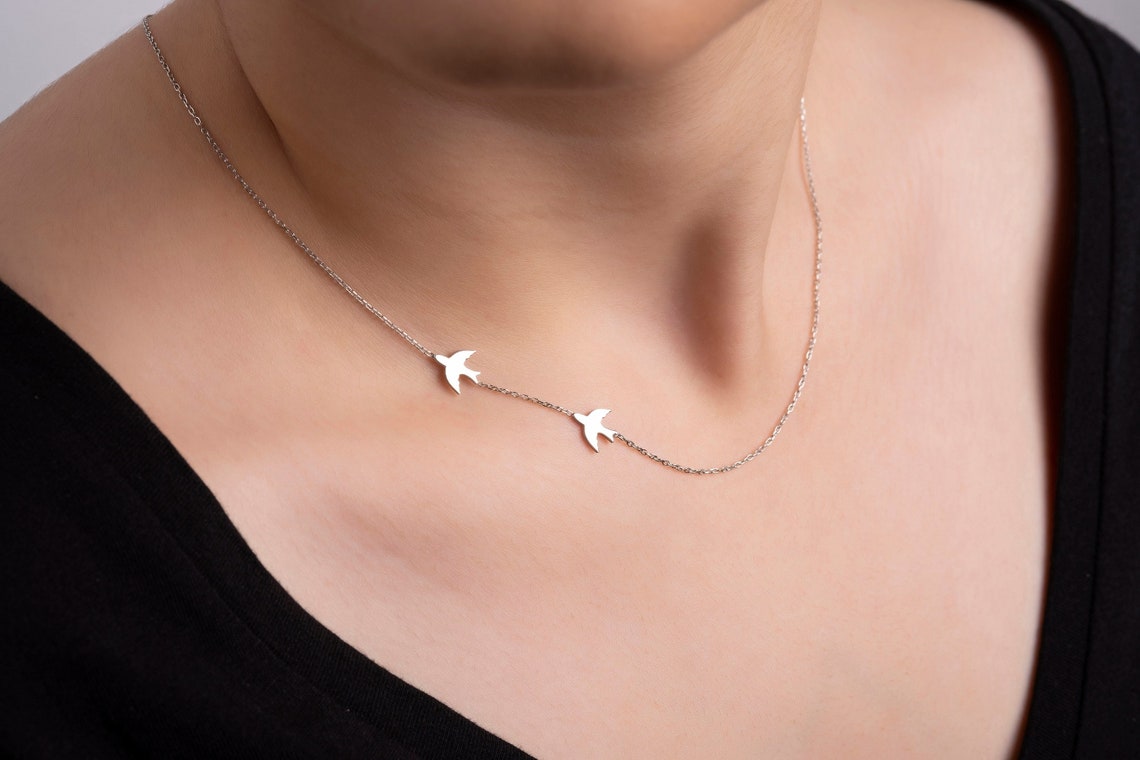 Sideways Necklace ,flying Bird Necklace , Dainty Bird Necklace , Best ...
