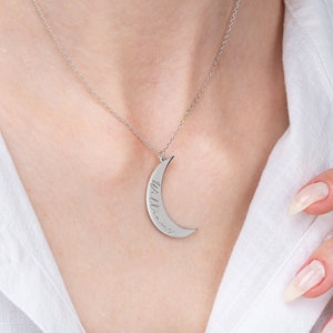 Gold Crescent Moon Necklace, Personalized Name Necklace, Custom ...
