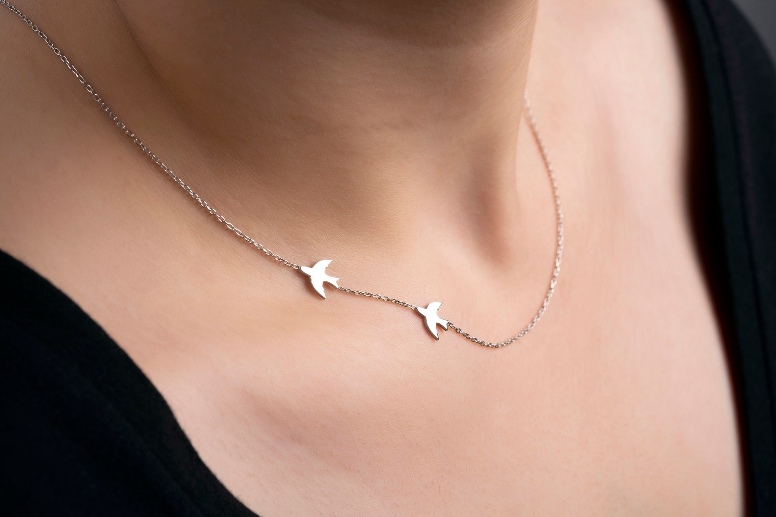 Sideways Necklace ,flying Bird Necklace , Dainty Bird Necklace , Best ...