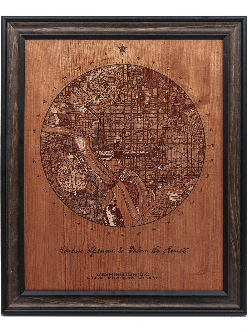 Personalized Engraved Map Wood and Aluminum - Etsy
