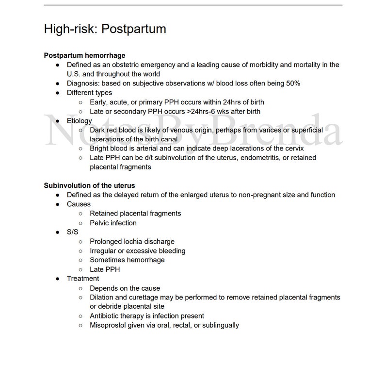 Obstetrics OB Nursing Study Guide - Etsy