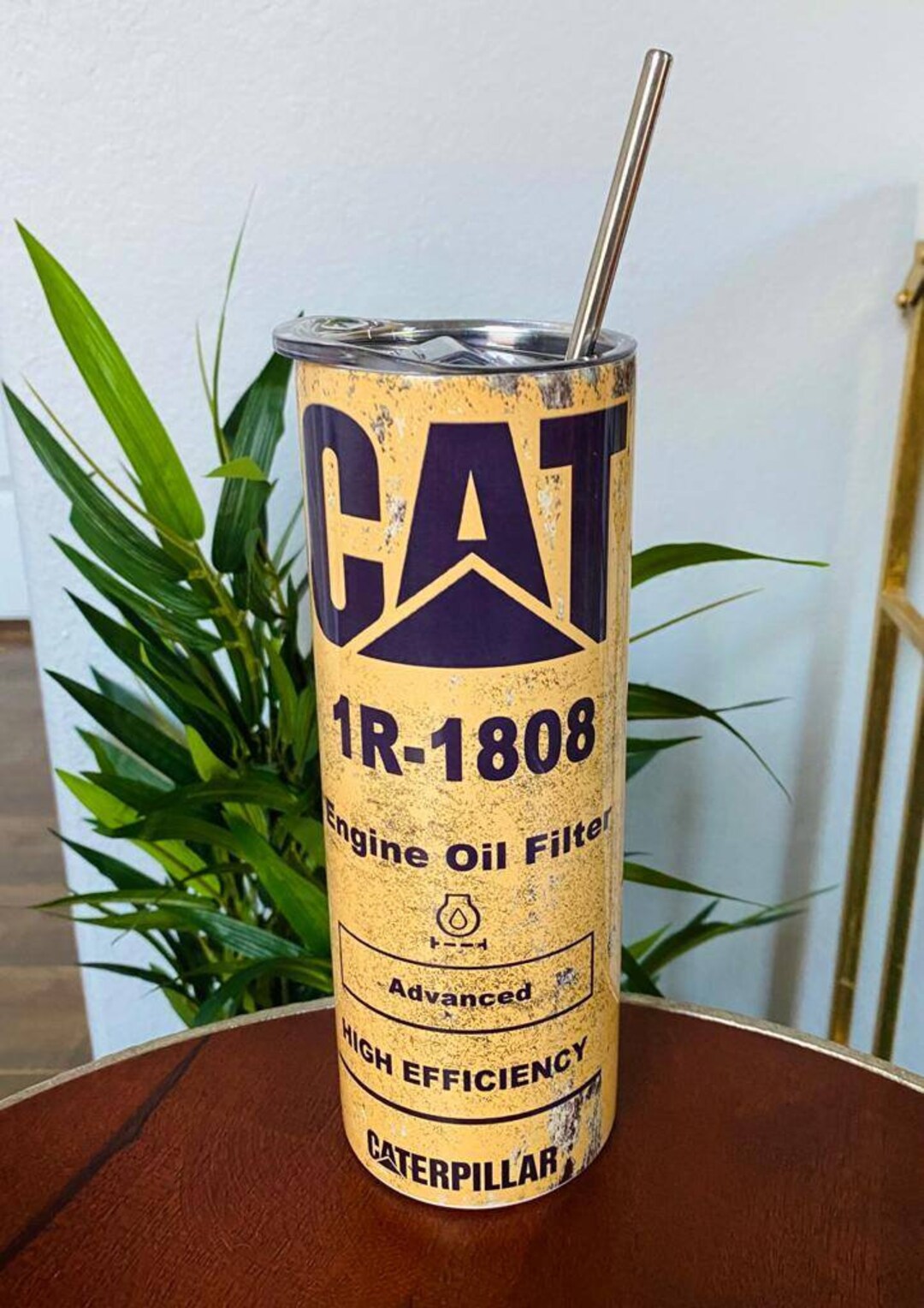 CAT Oil Filter 20 Oz Skinny Tumbler Tumbler With Straw Personalized ...