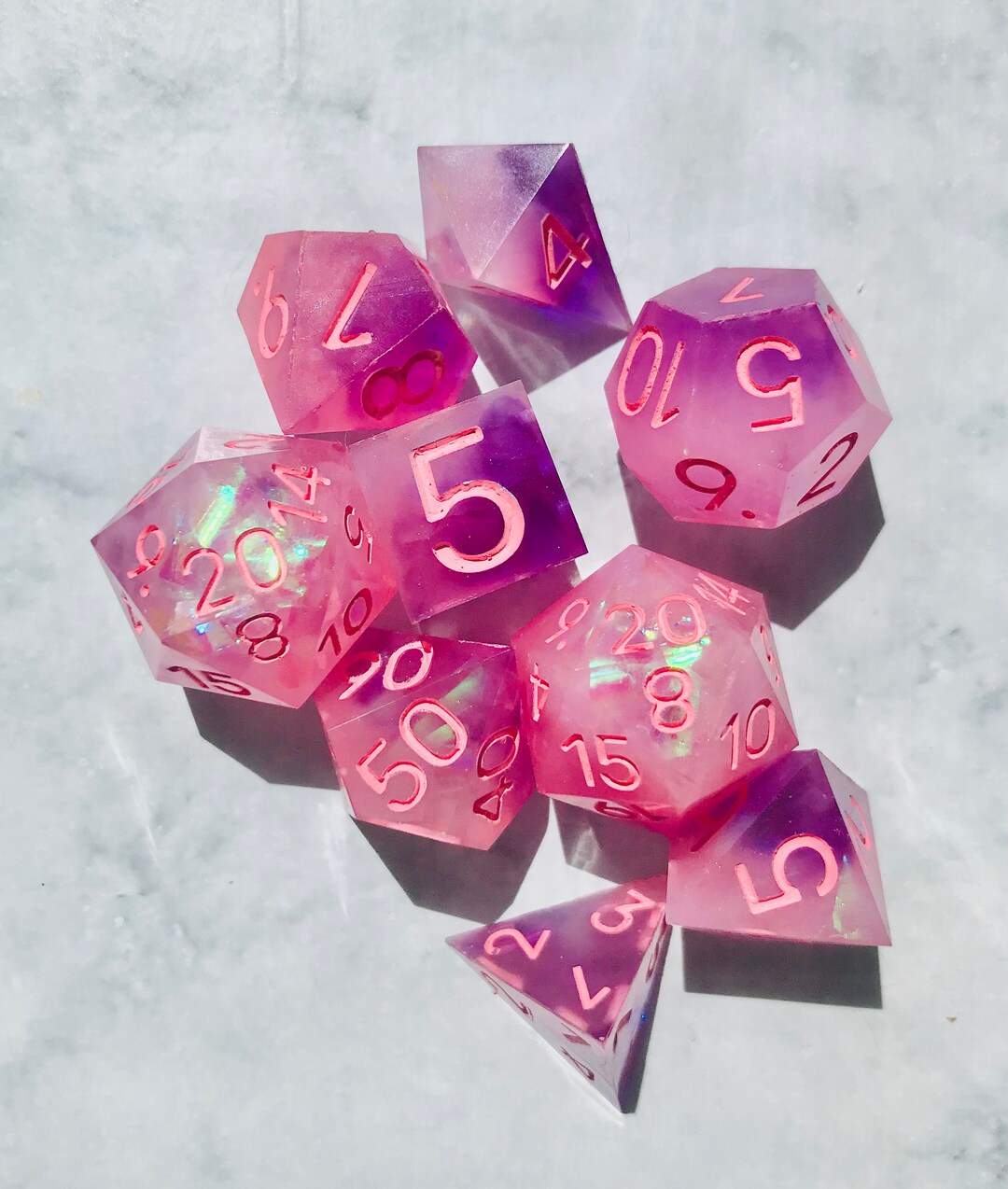 Faerie Fire | Handmade | Sharp Edge Dice Set | Dungeons & Dragons | DND ...