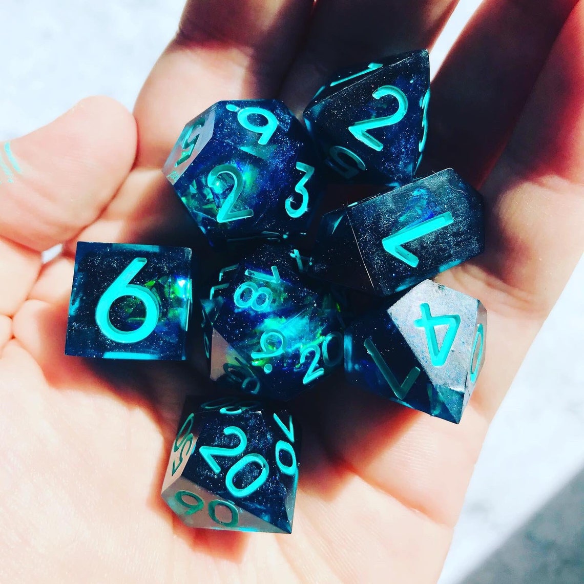 Lightning Storm | Handmade | Sharp Edge Dice Set | Dungeons & Dragons ...