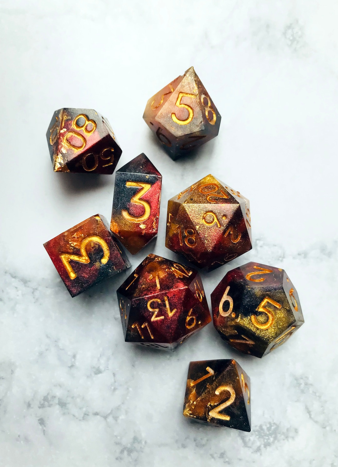 Embers | Handmade | Sharp Edge Dice Set | Dungeons & Dragons | DND DICE ...