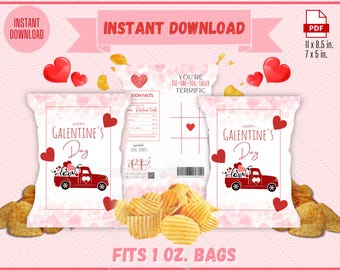 Valentine's Day Chip Bags Printable | Instant Download | Snack Bag ...