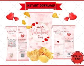 Valentine's Day Chip Bags Printable | Instant Download | Snack Bag ...