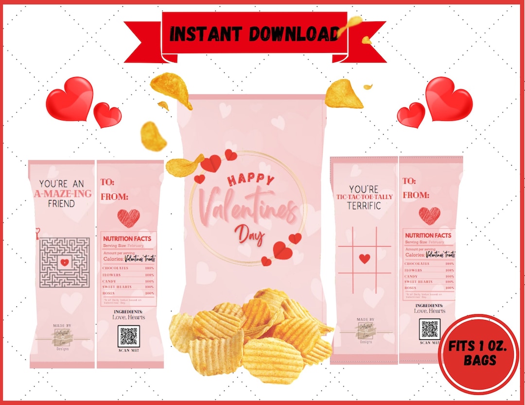 Valentine's Day Chip Bags Printable | Instant Download | Snack Bag ...