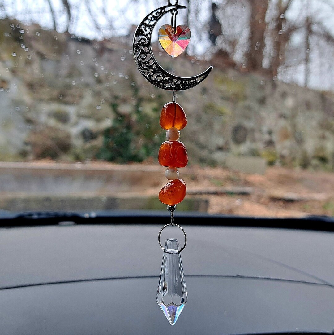 Crystal Car Charm/gemstone Car Accessory/beaded Rear View Mirror Hanger ...