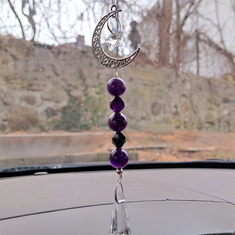 Crystal Car Charm/gemstone Car Accessory/beaded Rear View Mirror Hanger ...