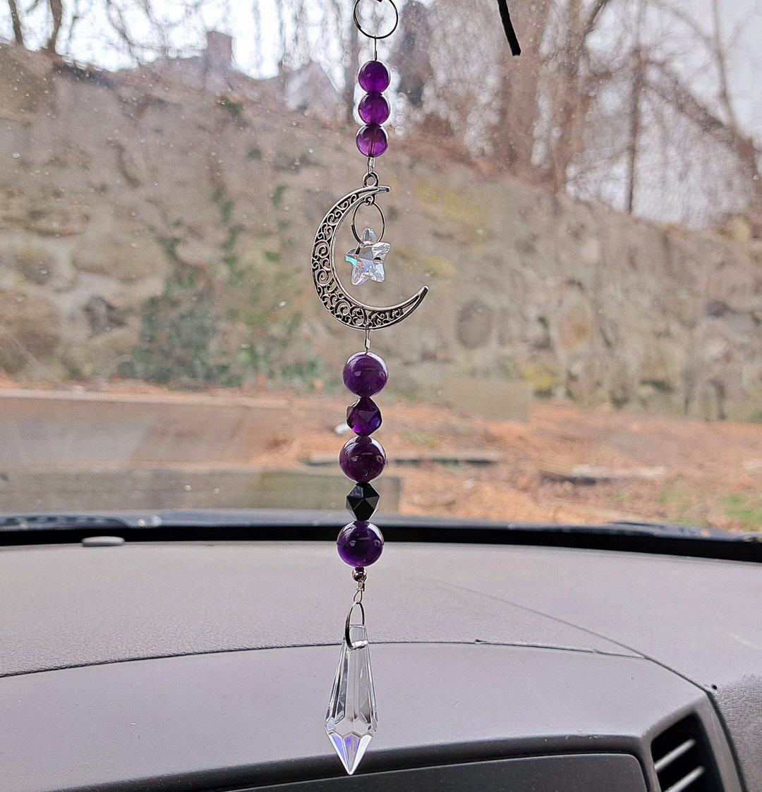 Crystal Car Charm/gemstone Car Accessory/beaded Rear View Mirror Hanger ...